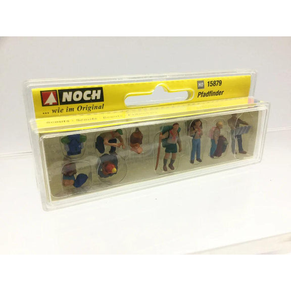 Noch HO Scouts (6 Figures, Rucksack, Campfire) – Hobbyco