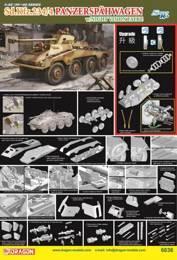 Dragon Models 1/35 Sd.Kfz.234/4 with Night Vision Falke Plastic Model ...