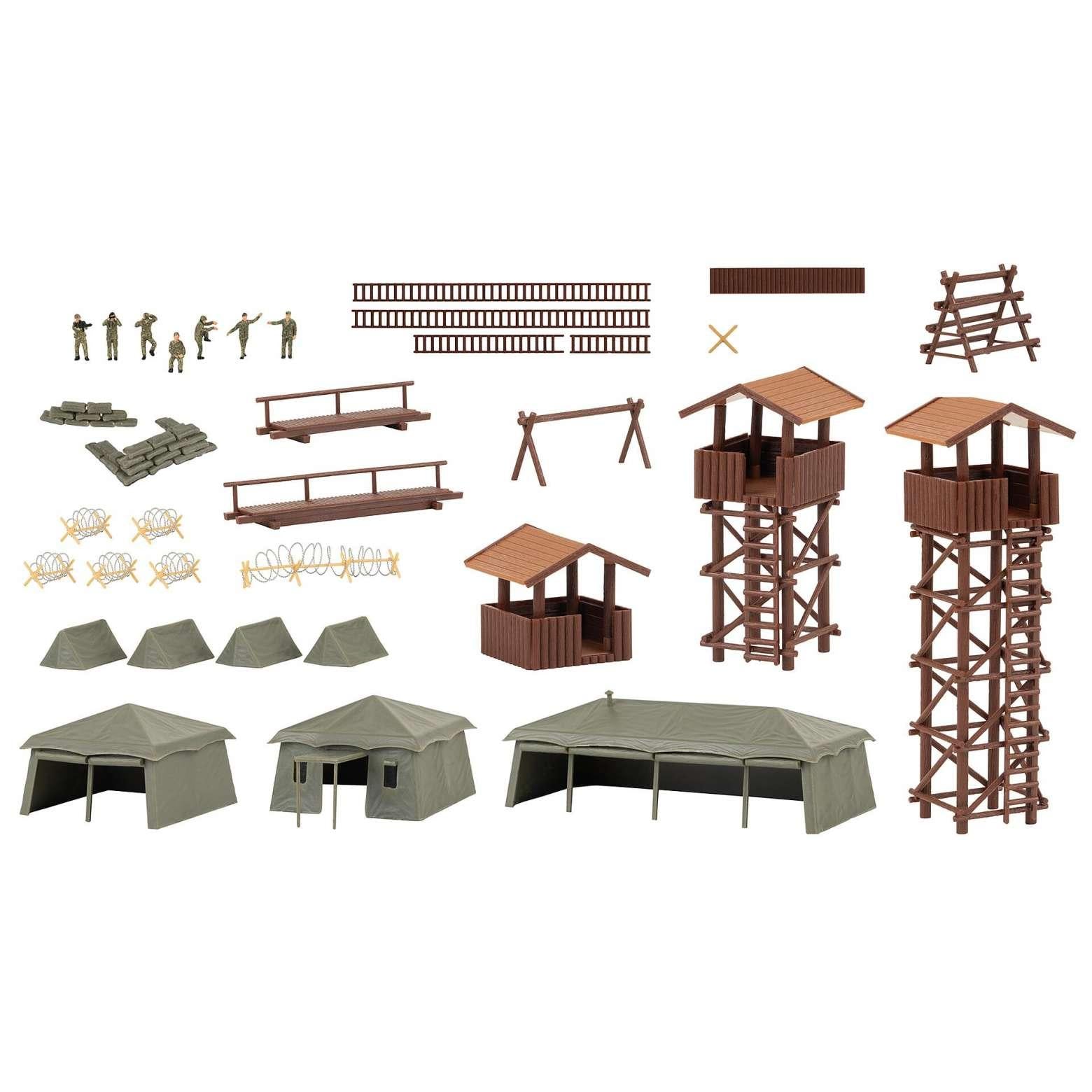 HO Military Basic Training Camp with 7 Figures