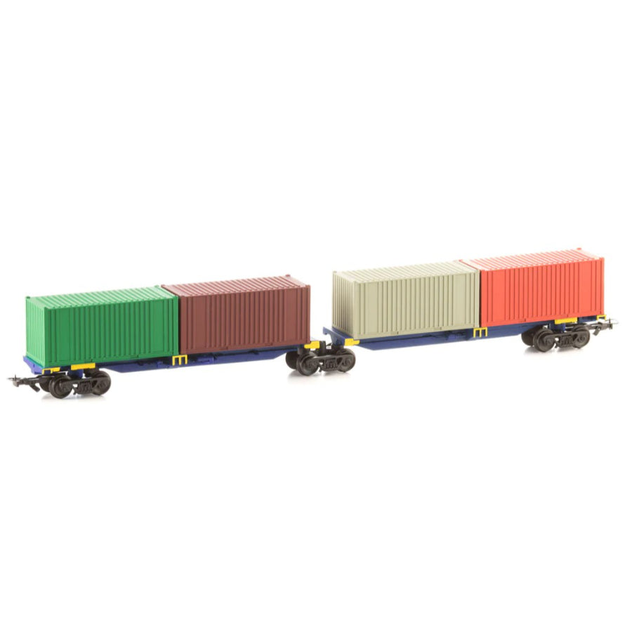 Frateschi HO Pacific National Twin Container Wagons Shared Centre Bogie ...