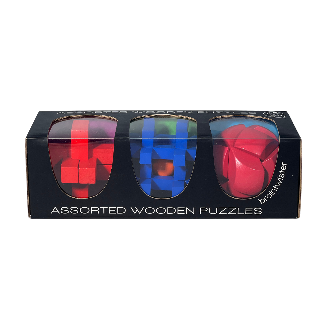 3pc Wooden Brain Teaser Puzzle Set A