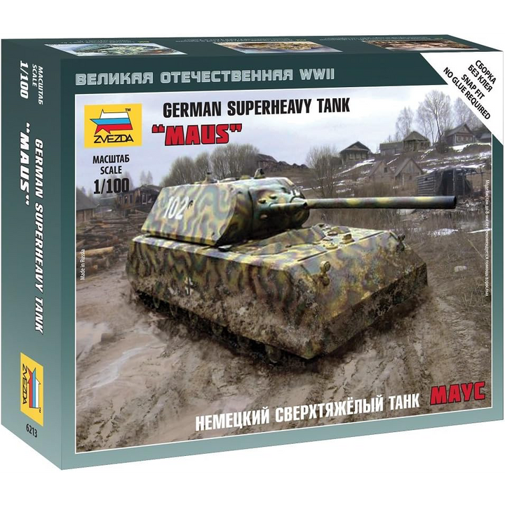 Zvezda 1/100 German Superheavy Tank Maus Plastic Model Kit – Hobbyco