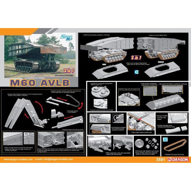 Dragon 3591 1/35 M60 AVLB Armored Vehicle Launched Bridge Plastic Model ...