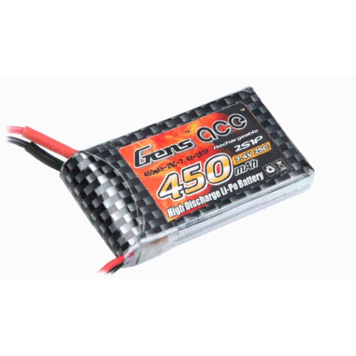 Gens Ace 450mAh 30C 7.4C Soft Case Lipo Battery UMX Plug