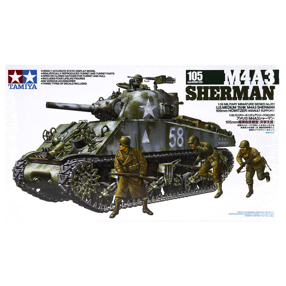 Tamiya 1/35 US Medium Tank M4A3 Sherman with 105mm Howitzer Assault ...
